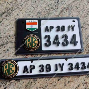 Customized Number Plates With RE Logo | MotorbikeCustoms | Buy Now!
