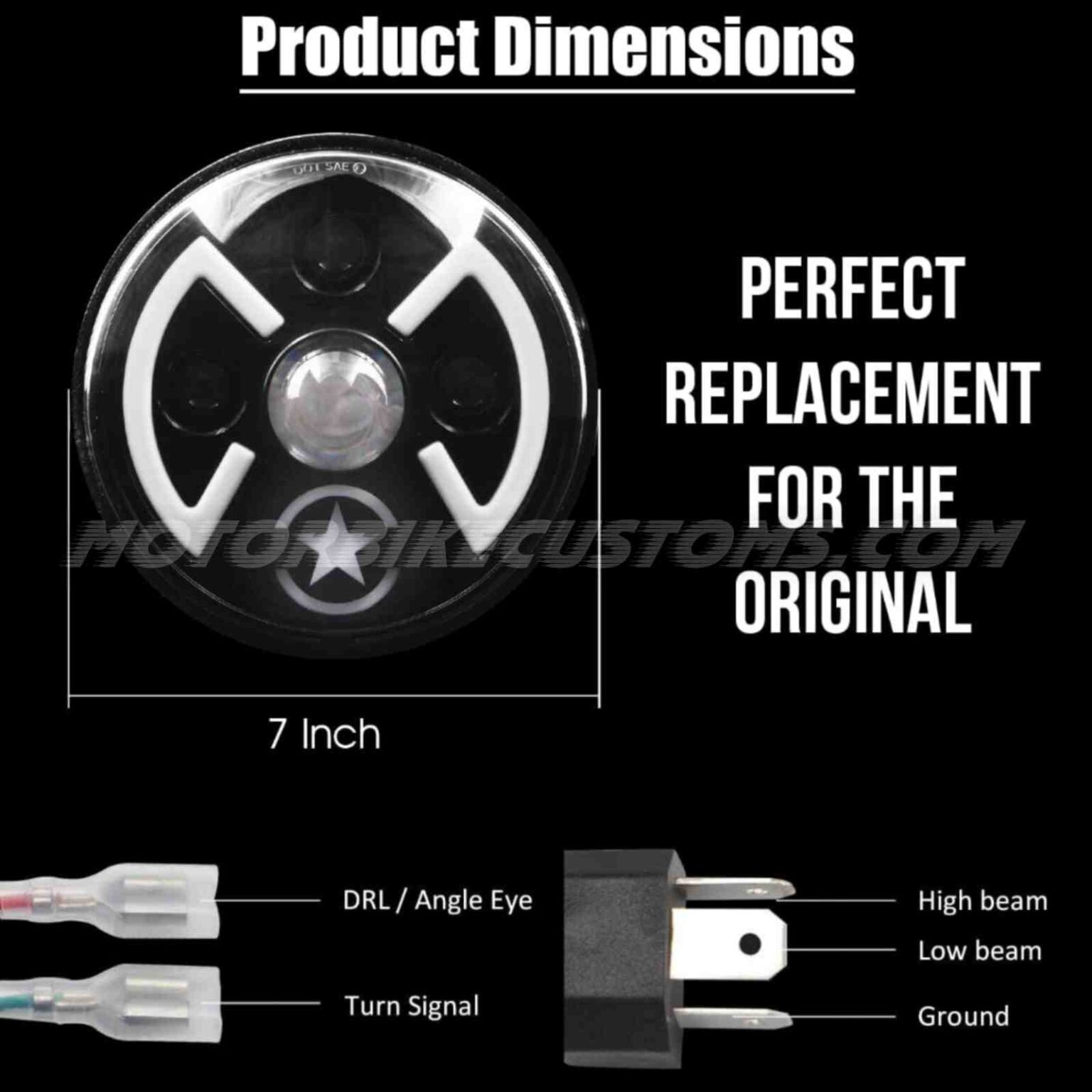 HJG Single Star Half Cut Headlight (90-110Watts) | MotorbikeCustoms ...