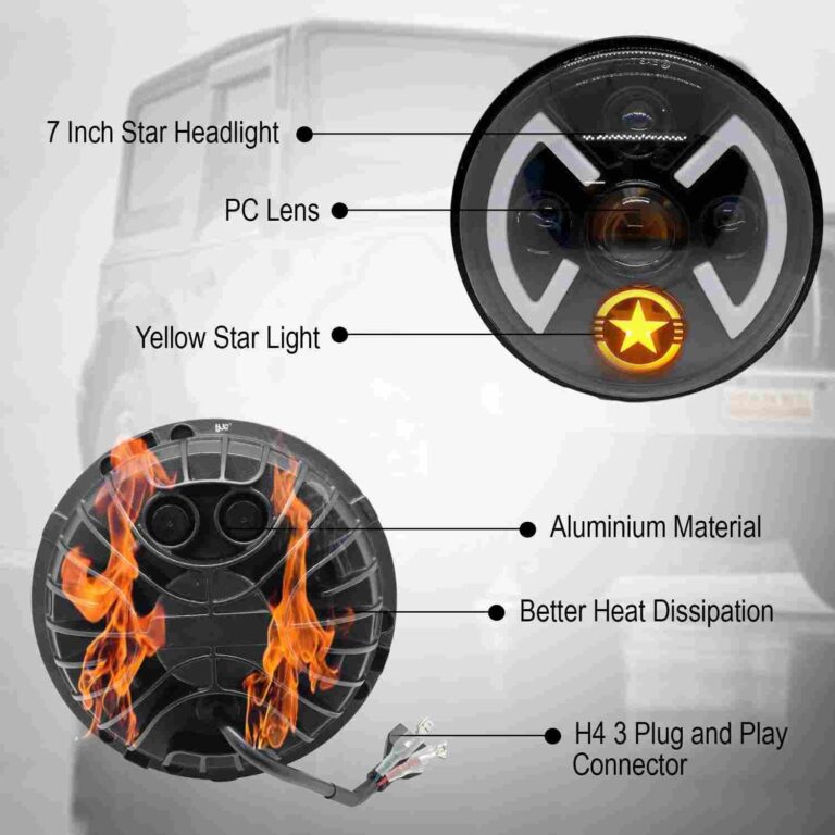 HJG Single Star Half Cut Headlight (90-110Watts) | MotorbikeCustoms ...
