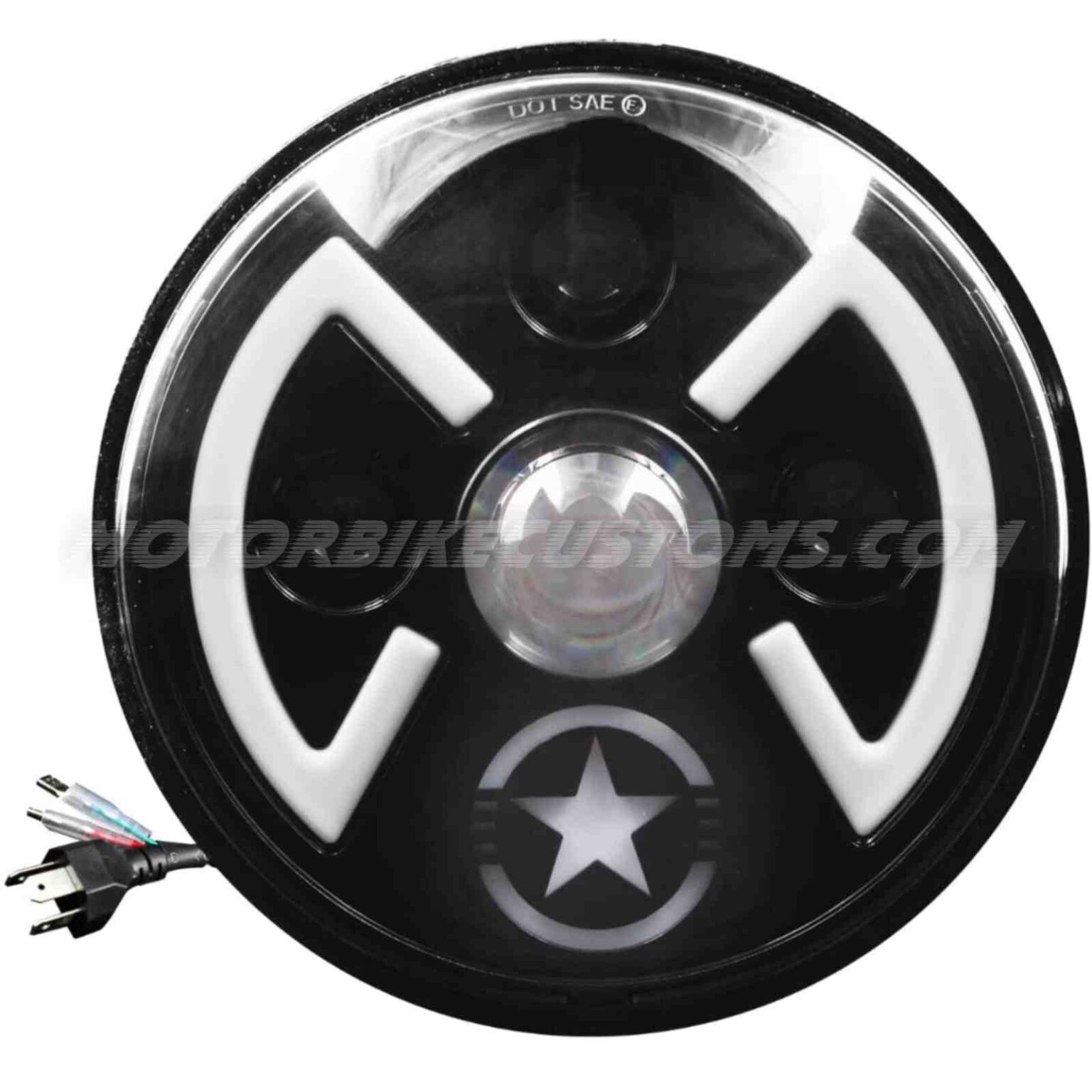 HJG Single Star Half Cut Headlight (90-110Watts) | MotorbikeCustoms ...