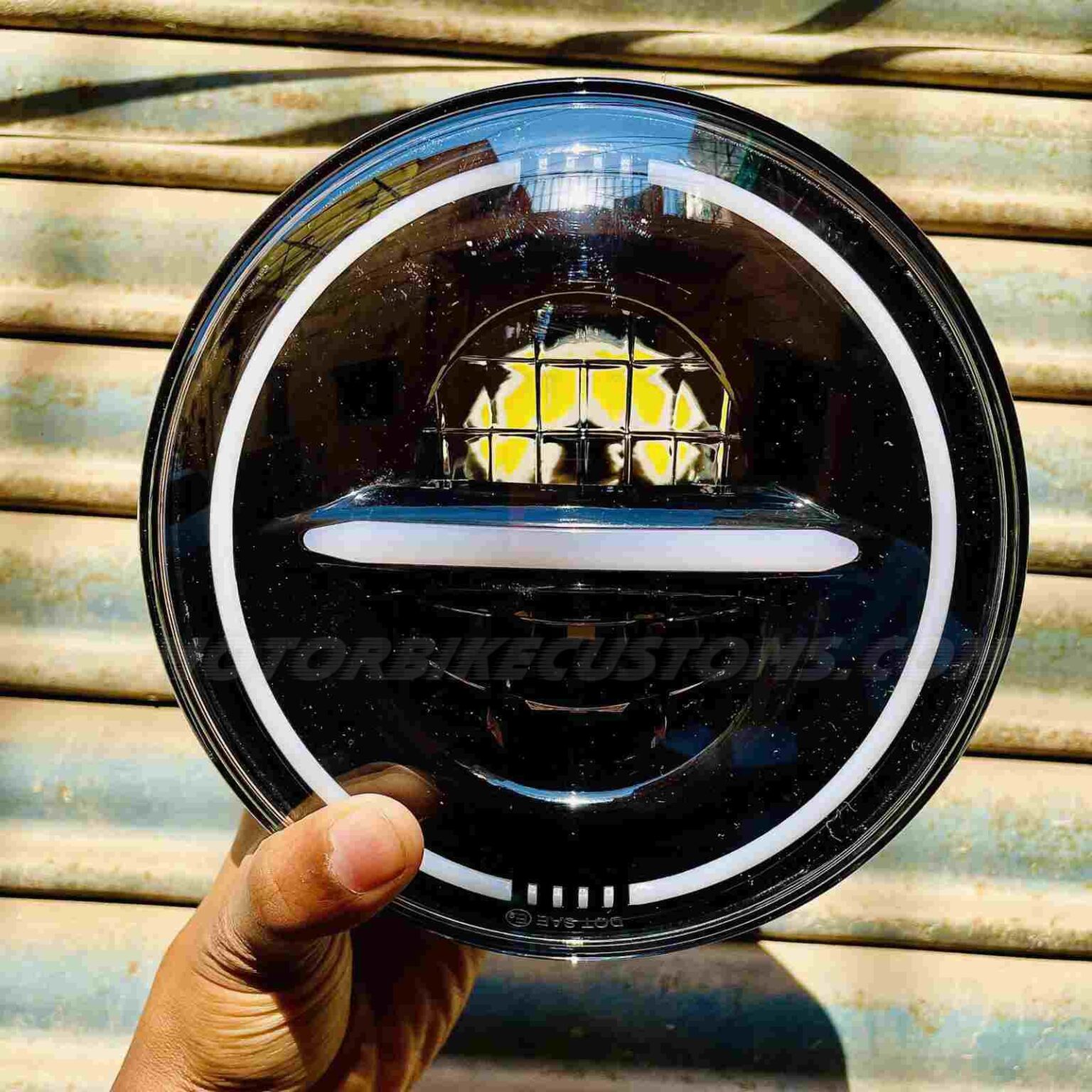 HJG Single Lens Headlight (90-110Watts) | MotorbikeCustoms | Check Now!